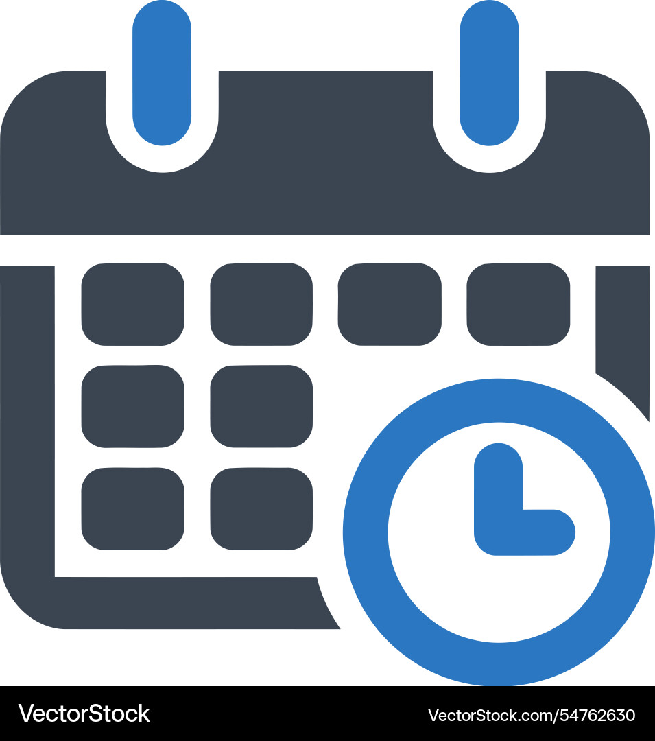 Calendar with clock icon Royalty Free Vector Image
