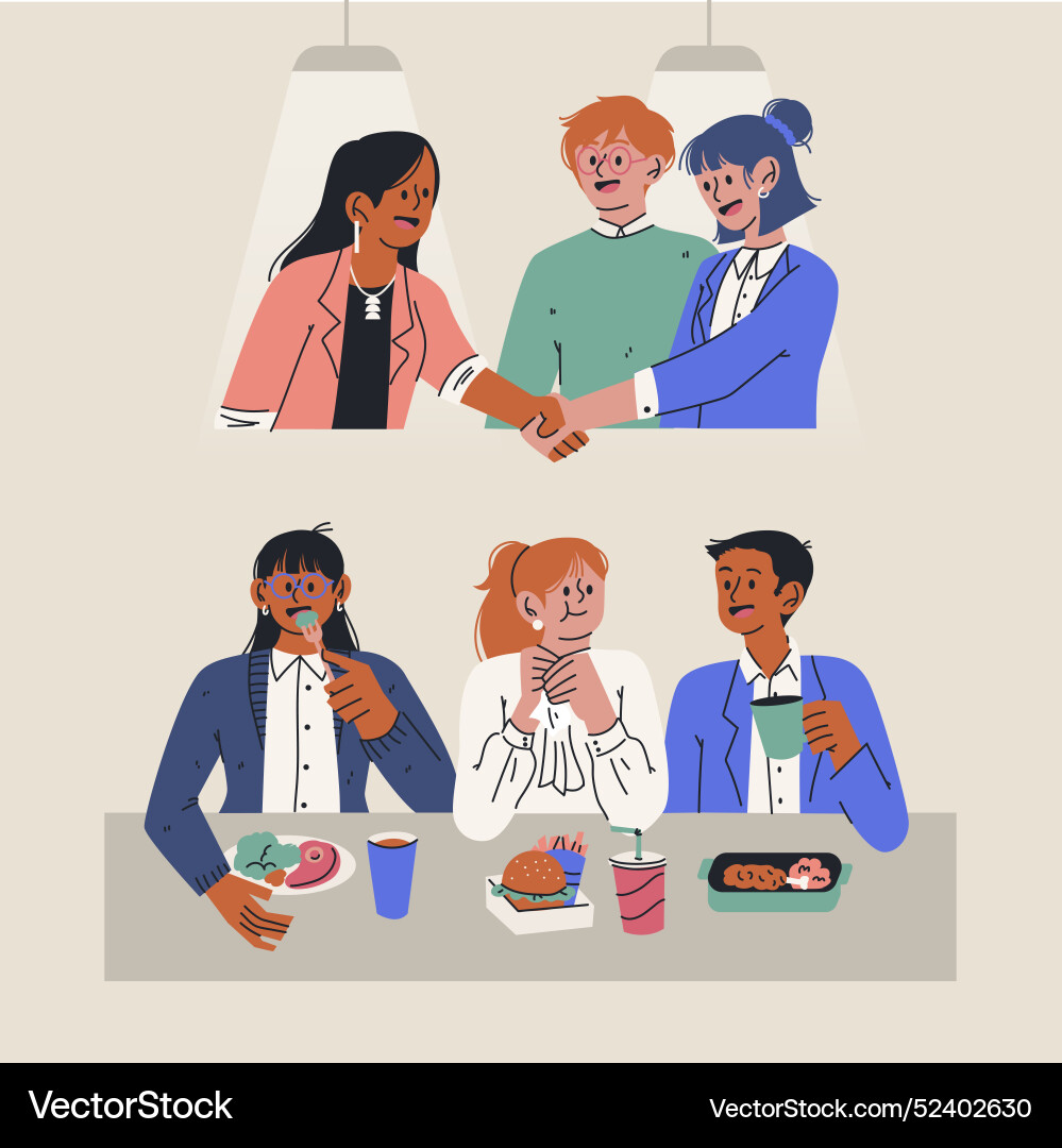 Cartoon working day scenes Royalty Free Vector Image