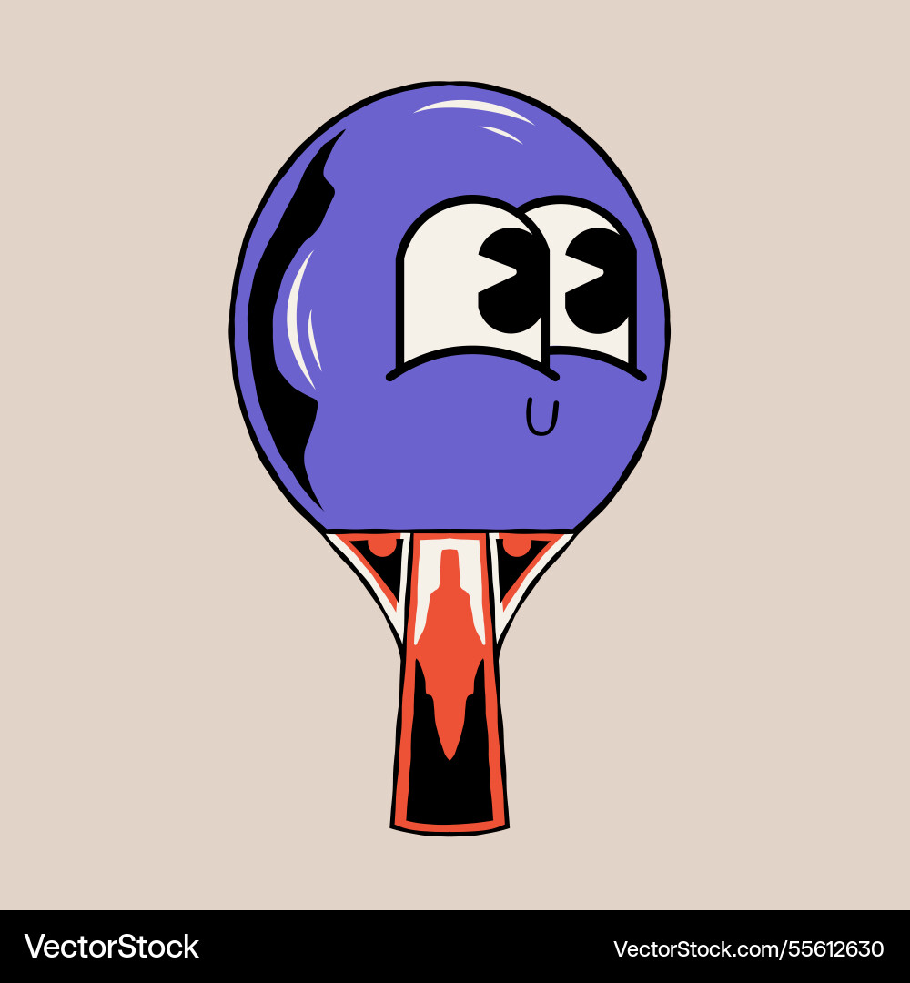 Doodle cute character ping pong racket sticker Vector Image