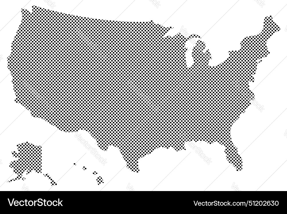 Dotted pattern map of america Royalty Free Vector Image