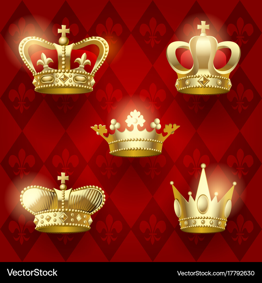 Gold Crown Set - Regal Icons Royalty Free Vector Image