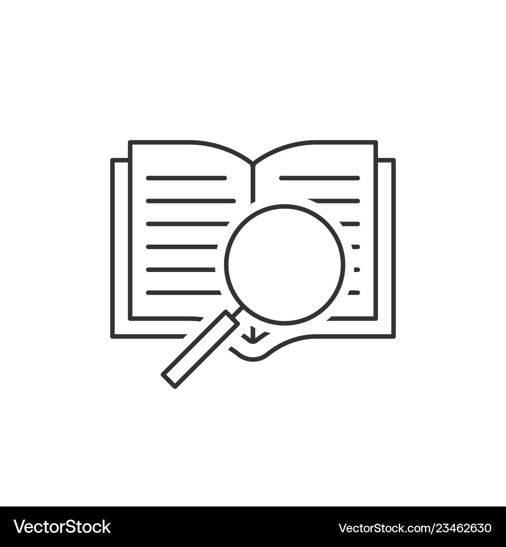 Open book and magnifying glass Royalty Free Vector Image