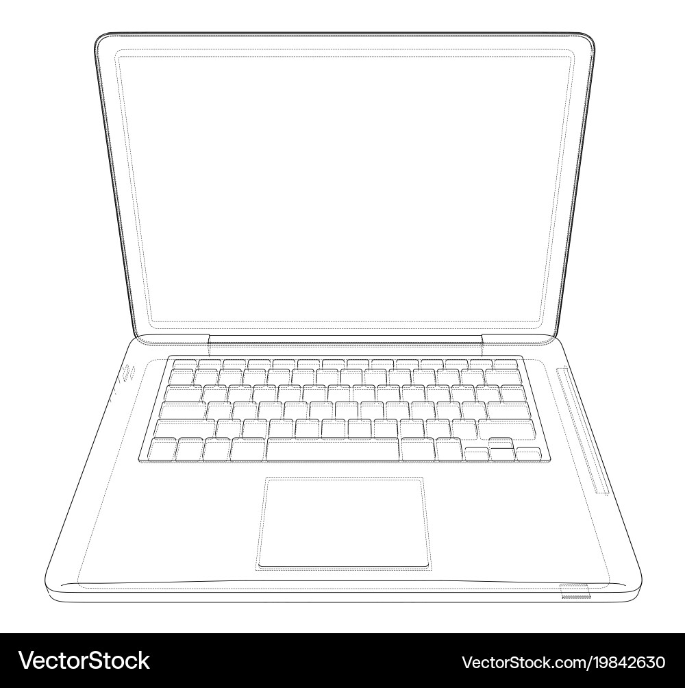 Outline drawing laptop Royalty Free Vector Image
