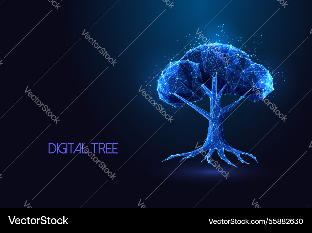 Sustainable digital tree with polygonal blue Vector Image