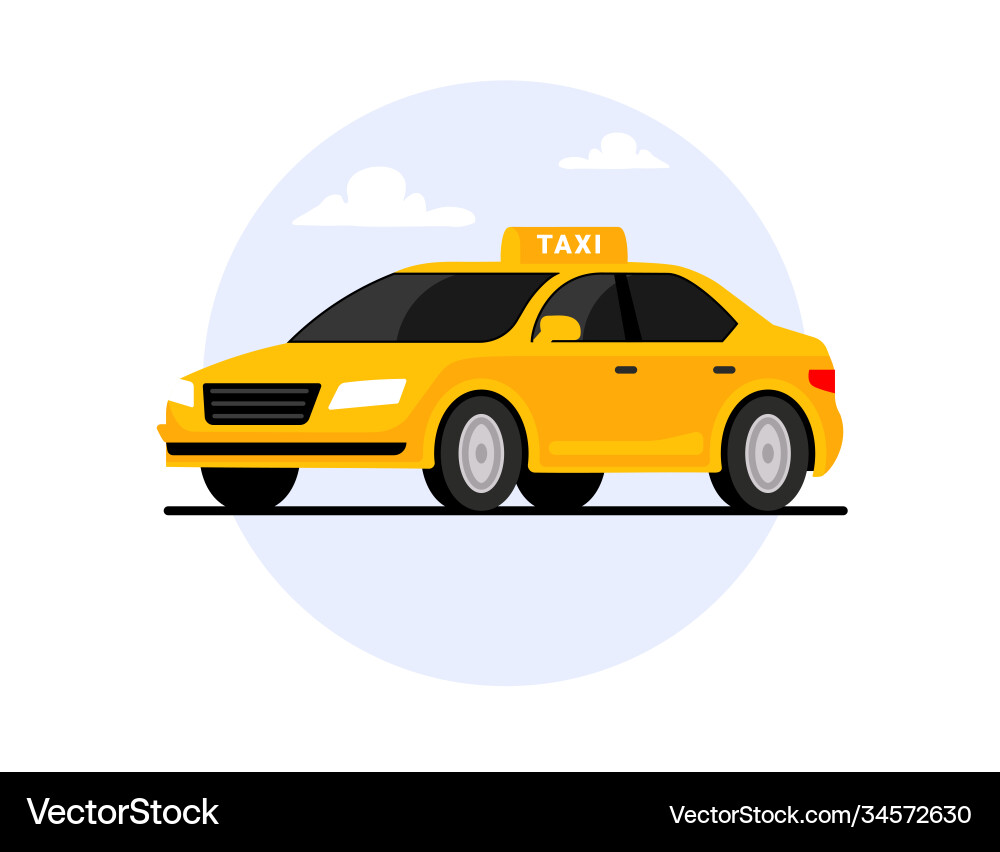 Taxi car flat cab transport side view Royalty Free Vector