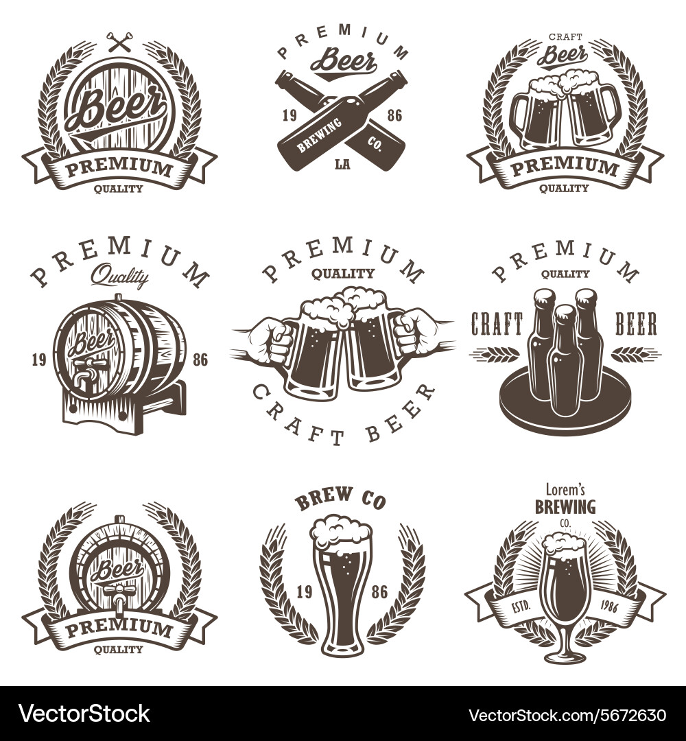 Vintage Brewery Emblems & Labels Royalty Free Vector