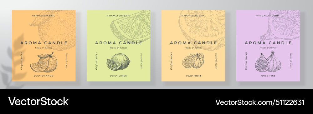 Aroma candle label design templates set scented Vector Image