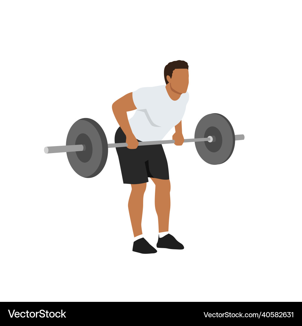 Athlete performs the bent-over rows exercise Vector Image