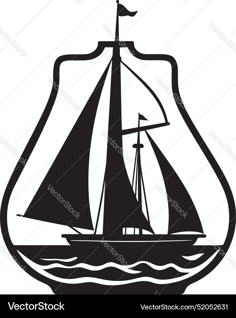Bottled nautical majesty iconic black emblem Vector Image