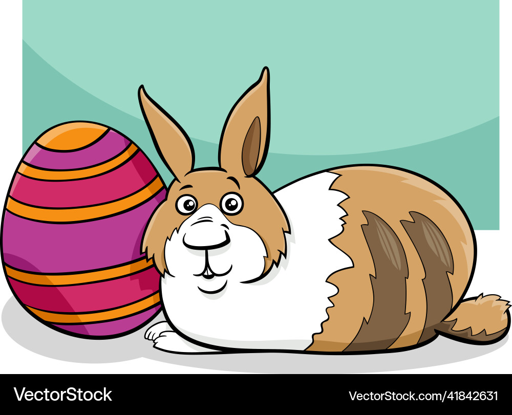 Cartoon easter bunny with colored egg Royalty Free Vector