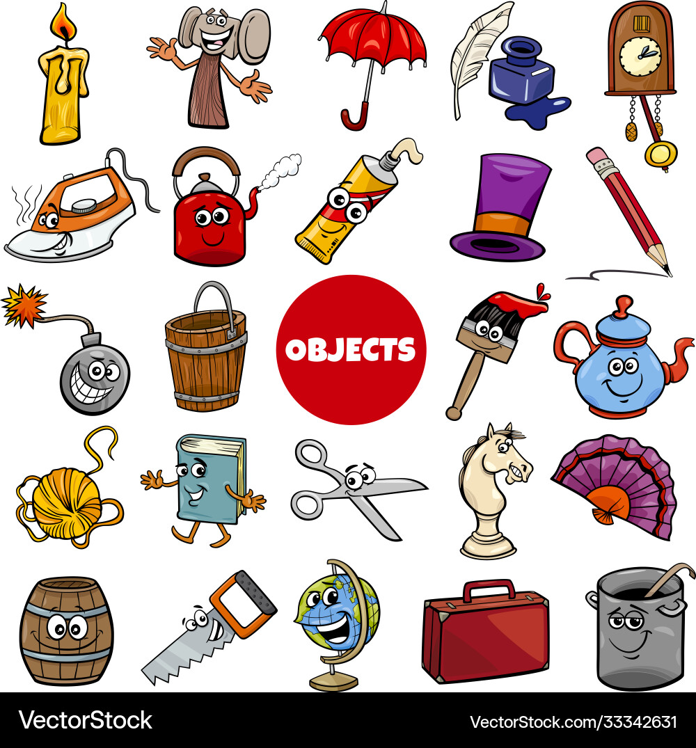 Cartoon Objects: Home & Everyday Items Vector Image