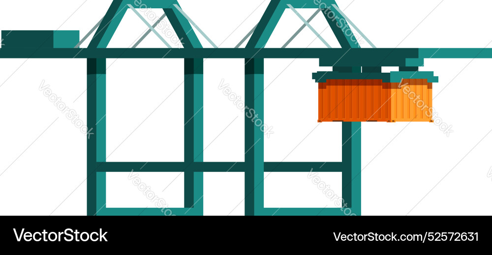 Container gantry crane lifting cargo Royalty Free Vector