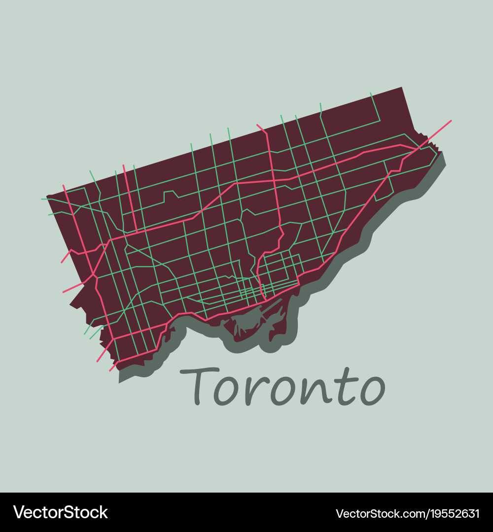 Flat color map of toronto canada city plan Vector Image