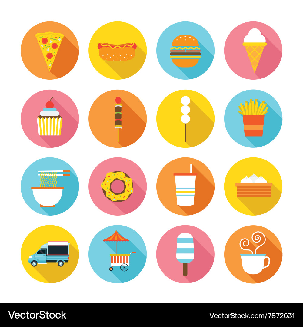 Flat Food Icons - Diverse Cuisine Royalty Free Vector Image