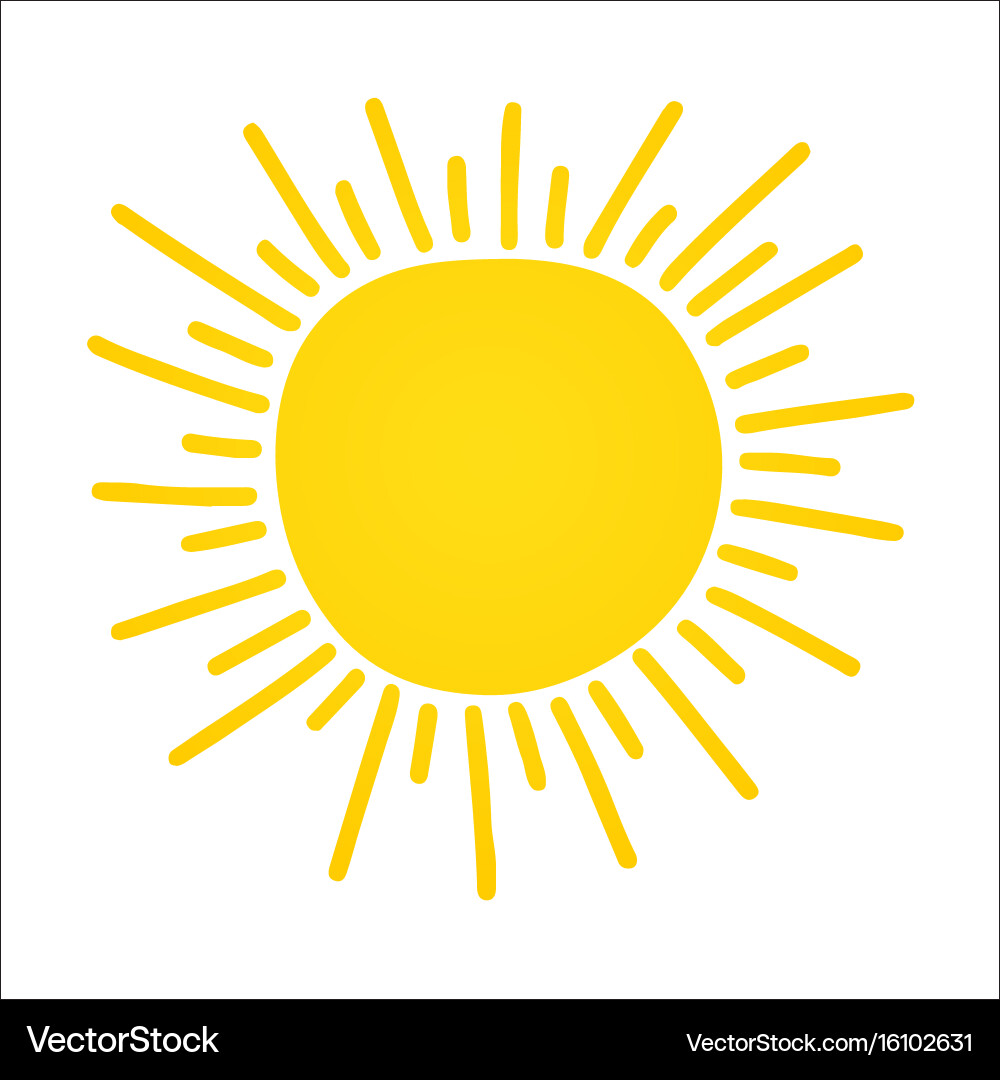 Hand drawn shinny sun Royalty Free Vector Image