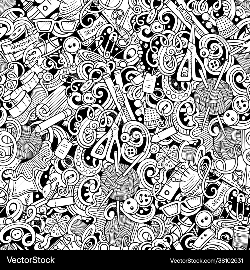 Handmade hand drawn doodles seamless pattern Vector Image
