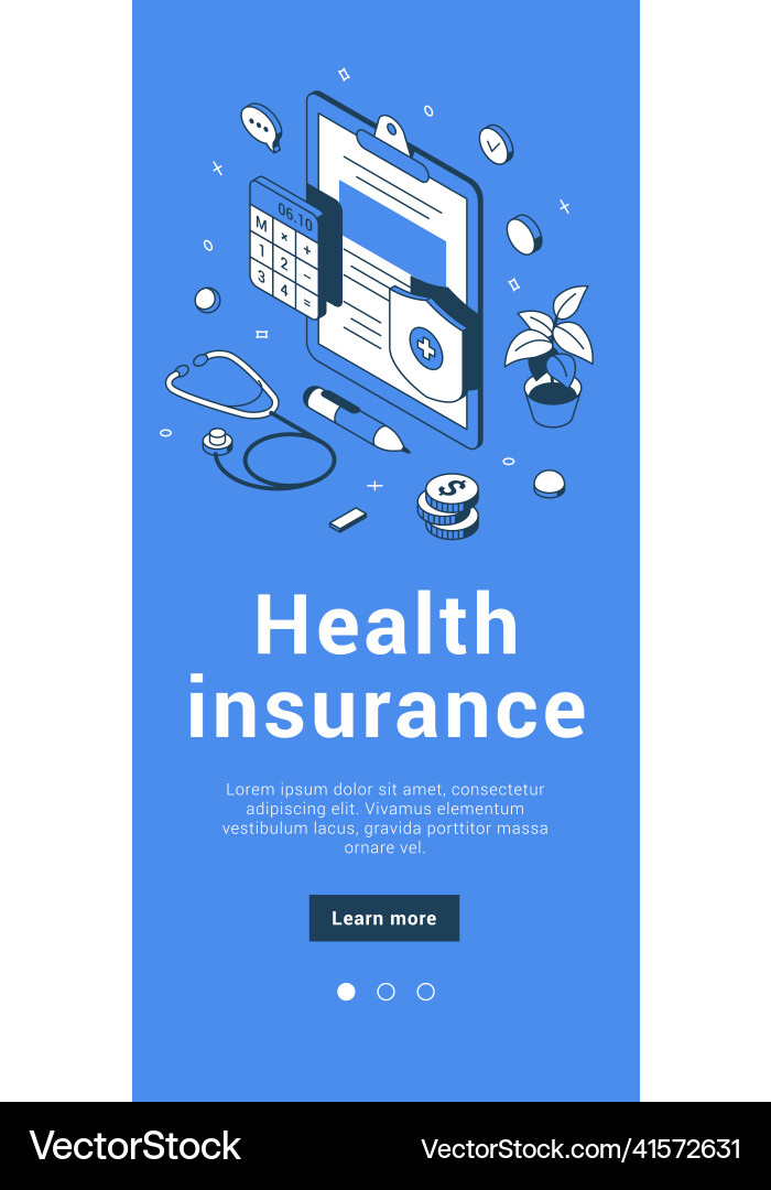 Health Insurance App - Isometric Royalty Free Vector Image