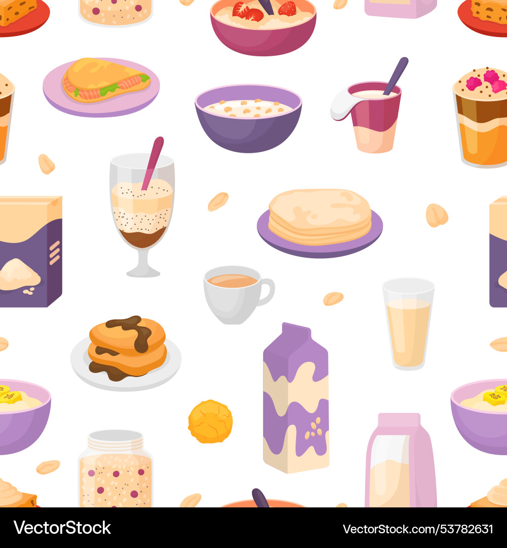 Oatmeal Porridge Breakfast Pattern Royalty Free Vector Image