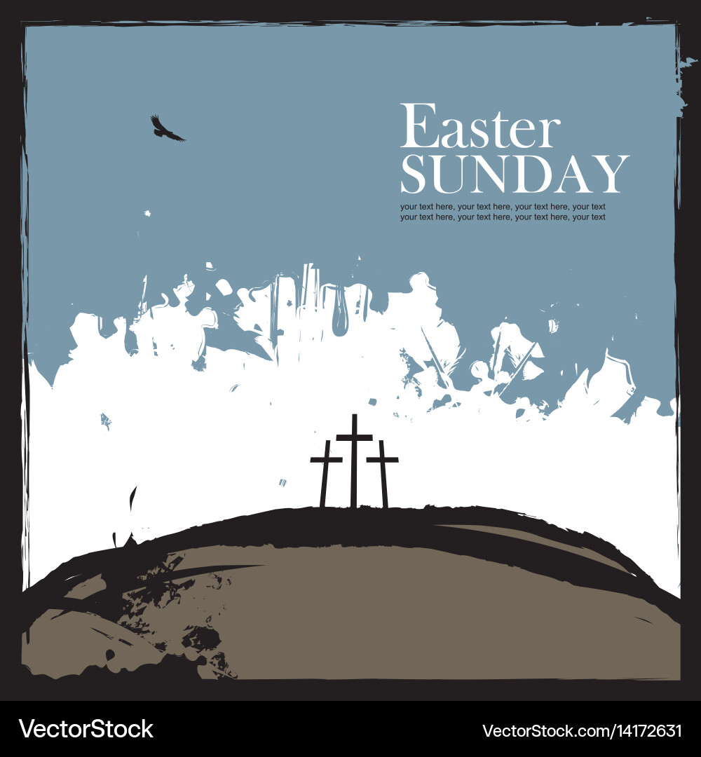 Poster for easter with calvary and three crosses Vector Image