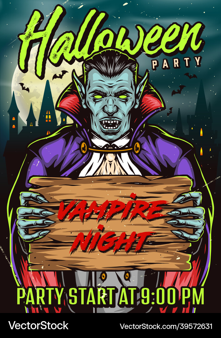 Spooky Halloween Vampire Poster Royalty Free Vector Image