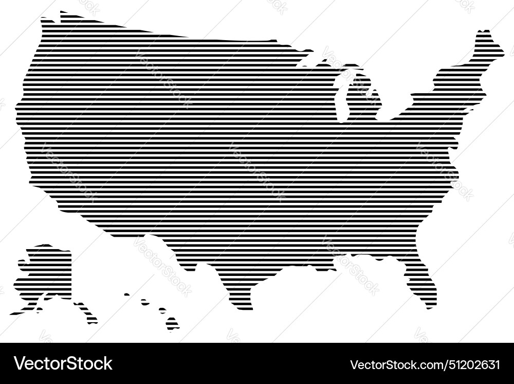Striped pattern map of america Royalty Free Vector Image