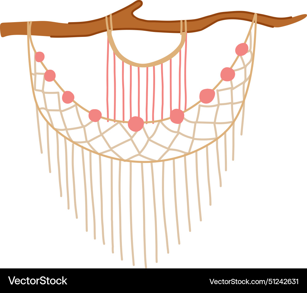 Tapestry macrame wall hanging cartoon Royalty Free Vector