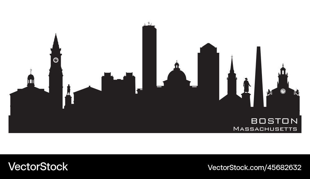 Boston massachusetts city skyline silhouette Vector Image