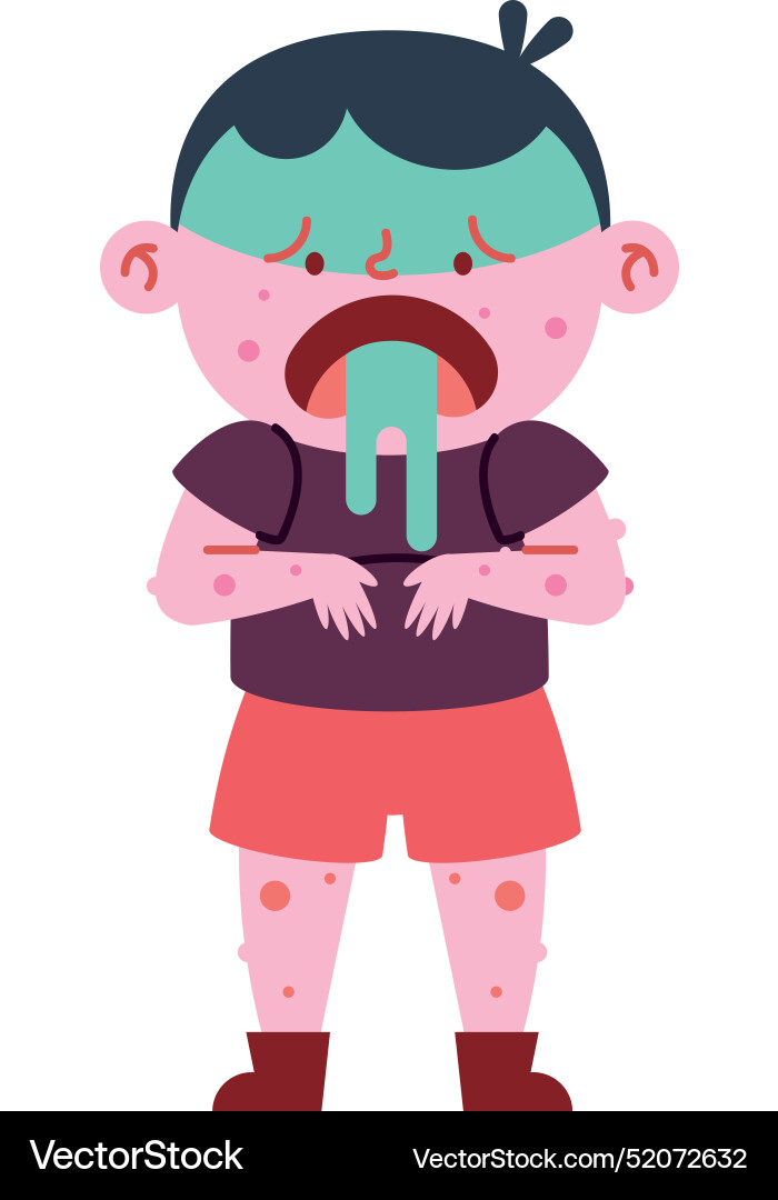 Boy with dengue and vomiting Royalty Free Vector Image