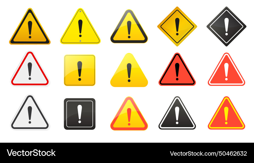Caution signs danger and warning icons set Vector Image