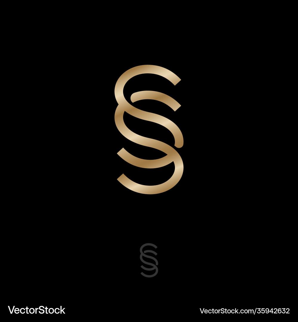 Double s monogram intertwined lines Royalty Free Vector