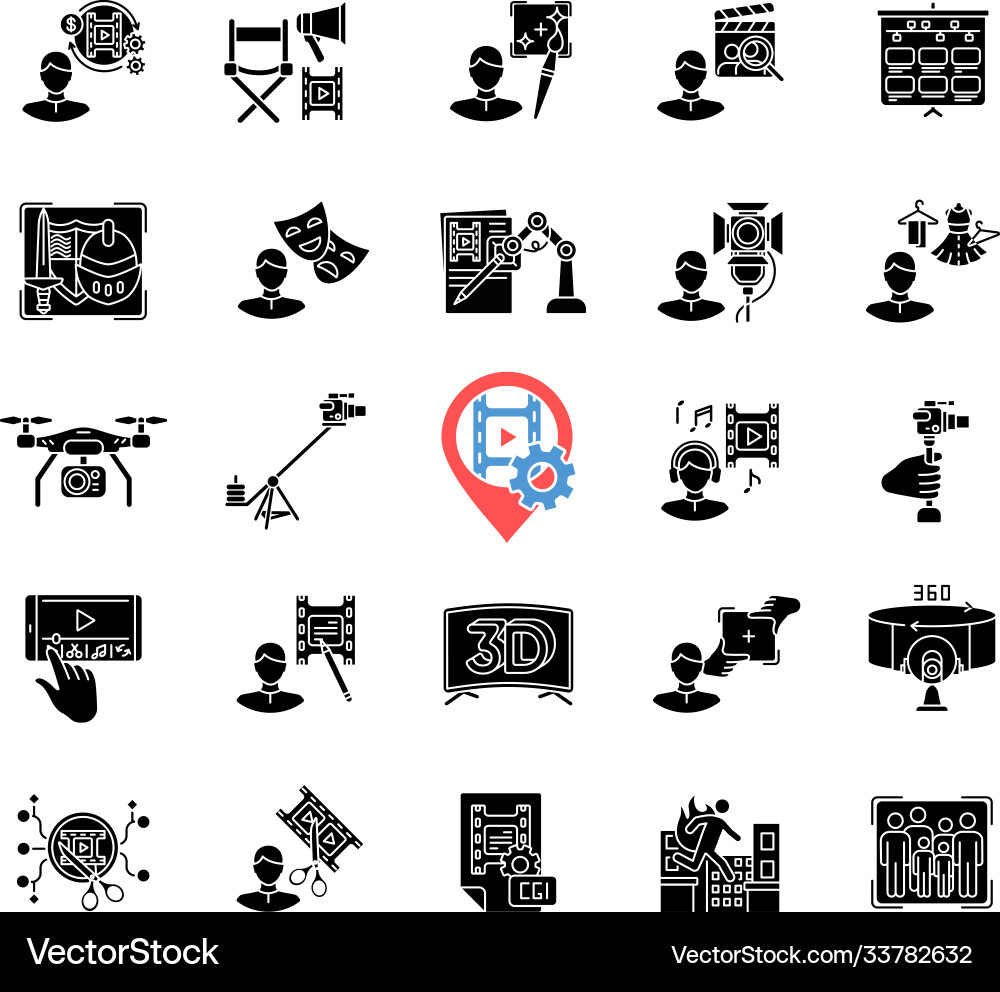 Film Crew & Production Icons Royalty Free Vector Image
