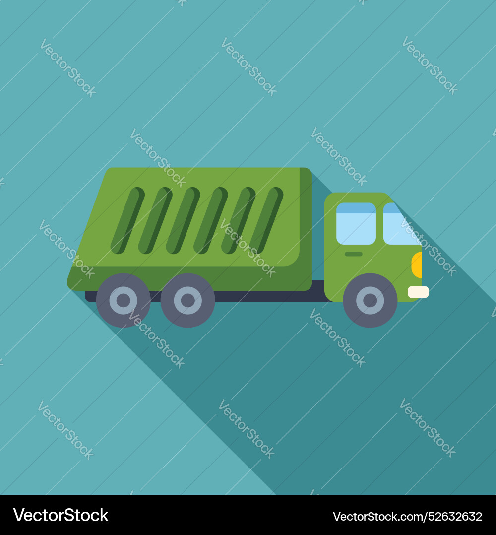 Green garbage truck transporting waste Royalty Free Vector