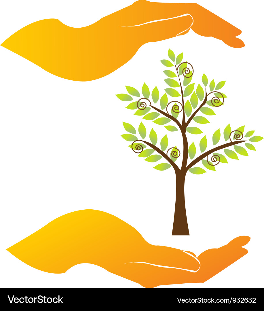 Hands care a tree Royalty Free Vector Image - VectorStock