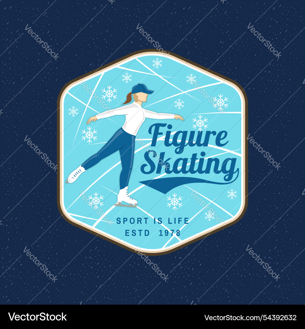 Ice skate club logo badge patch design concept Vector Image