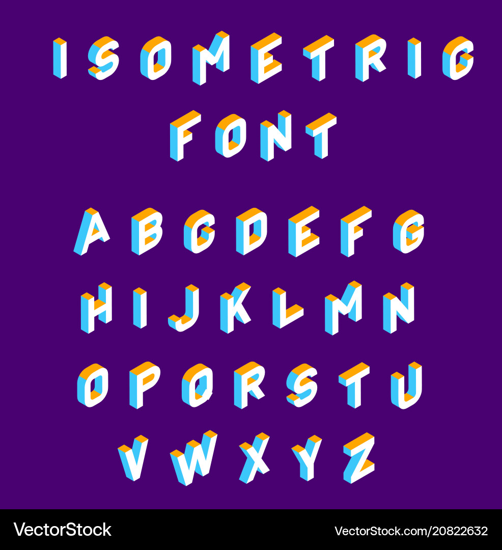 Isometric font olored 3d letters Royalty Free Vector Image