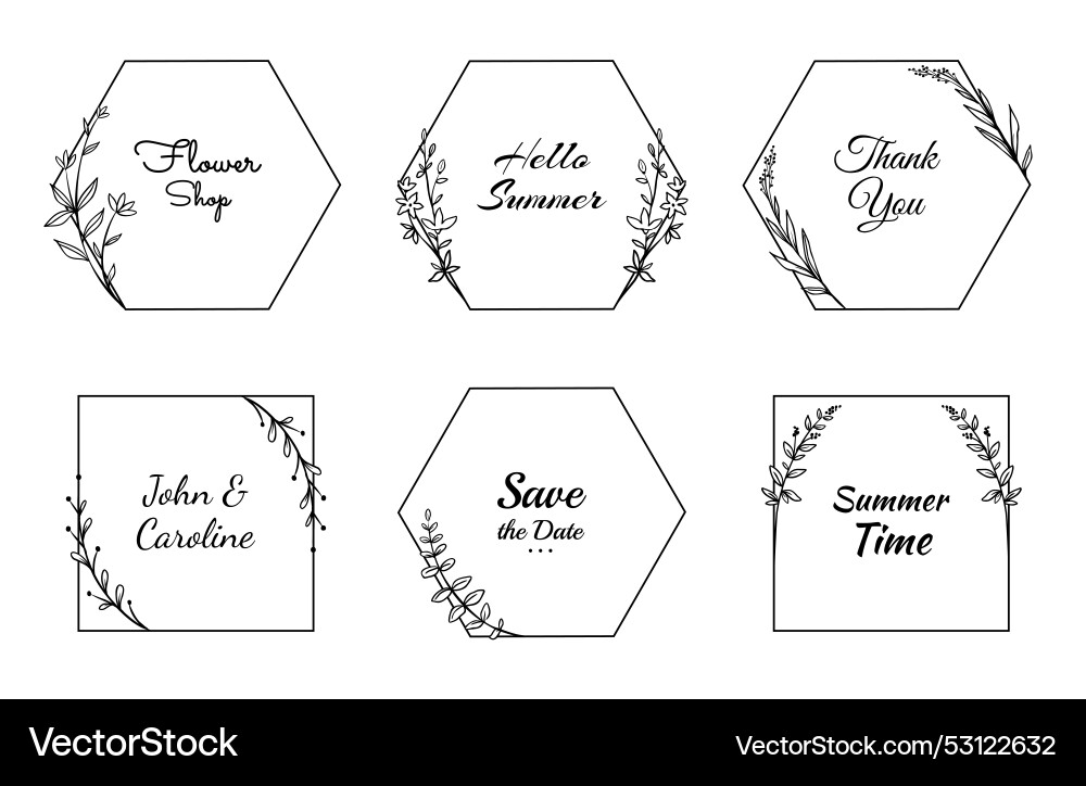Minimal floral frame geometrical line borders Vector Image