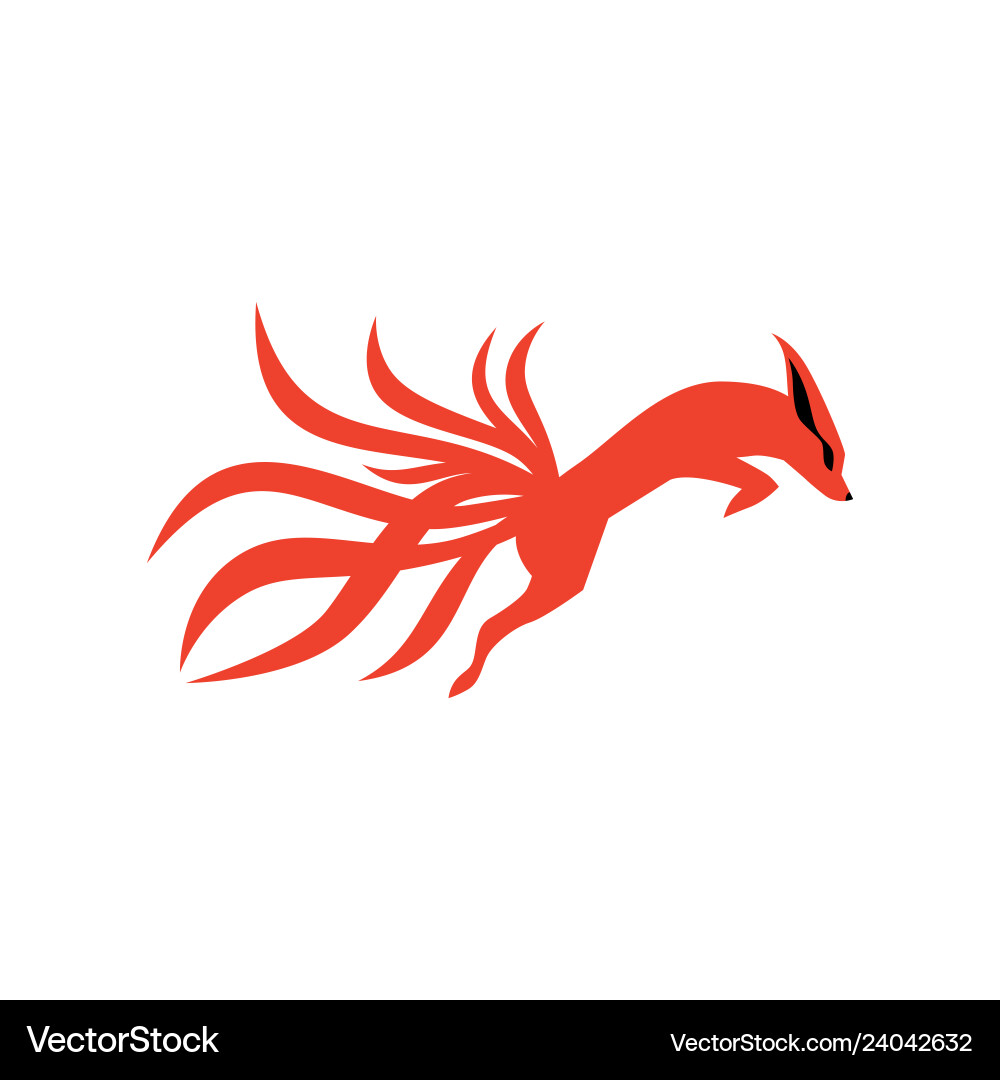 Nine tails fox logo icon Royalty Free Vector Image