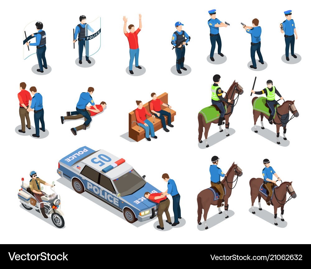 Police icons set Royalty Free Vector Image - VectorStock