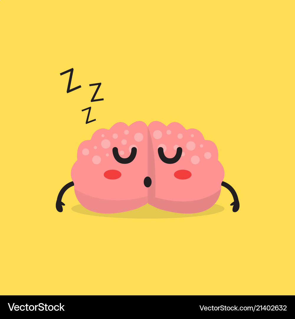 Sleepy brain character Royalty Free Vector Image