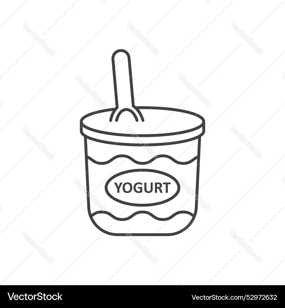 Yogurt container with a spoon icon in flat style Vector Image