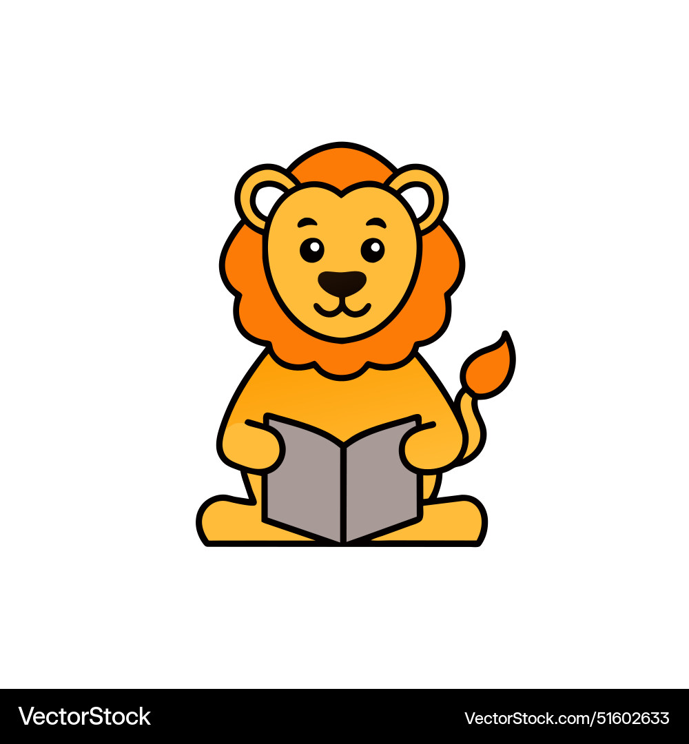 Asiatic lion learns icon Royalty Free Vector Image