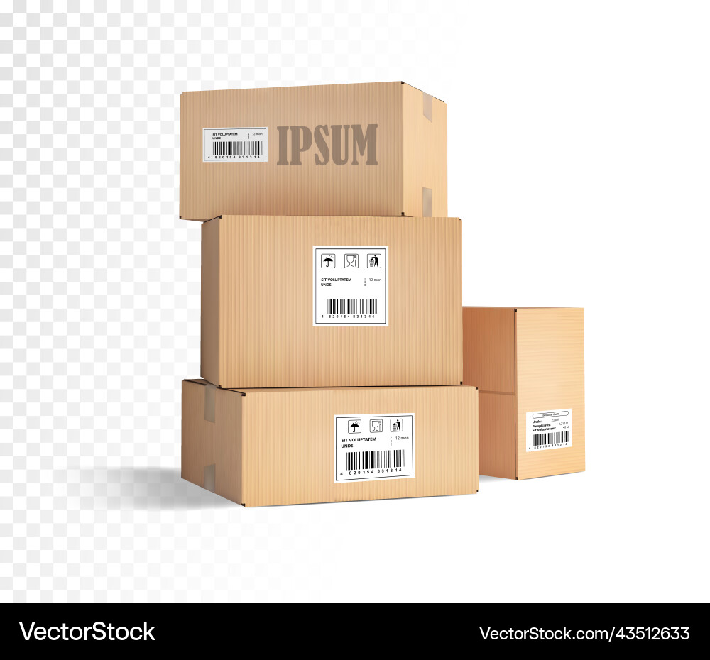 Cardboard brown boxes on a tr Royalty Free Vector Image