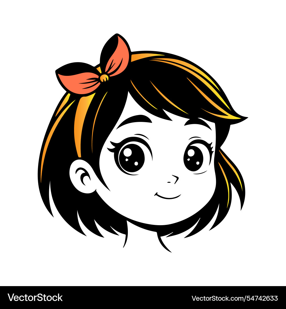 Cute girls face icon Royalty Free Vector Image