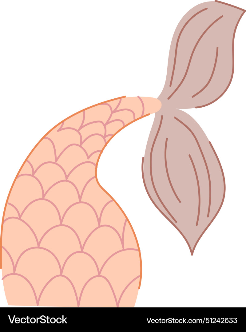 Cute mermaid tail cartoon Royalty Free Vector Image