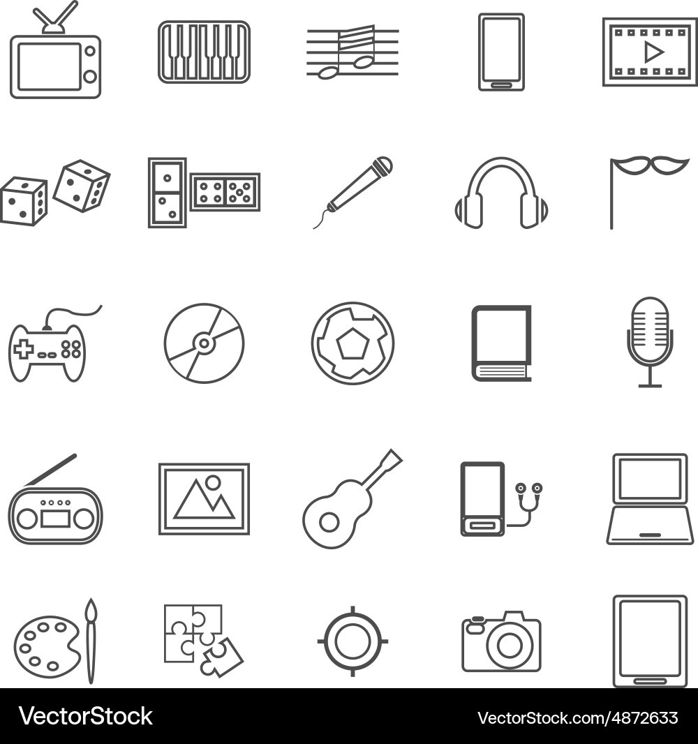 Entertainment line icons on white background Vector Image