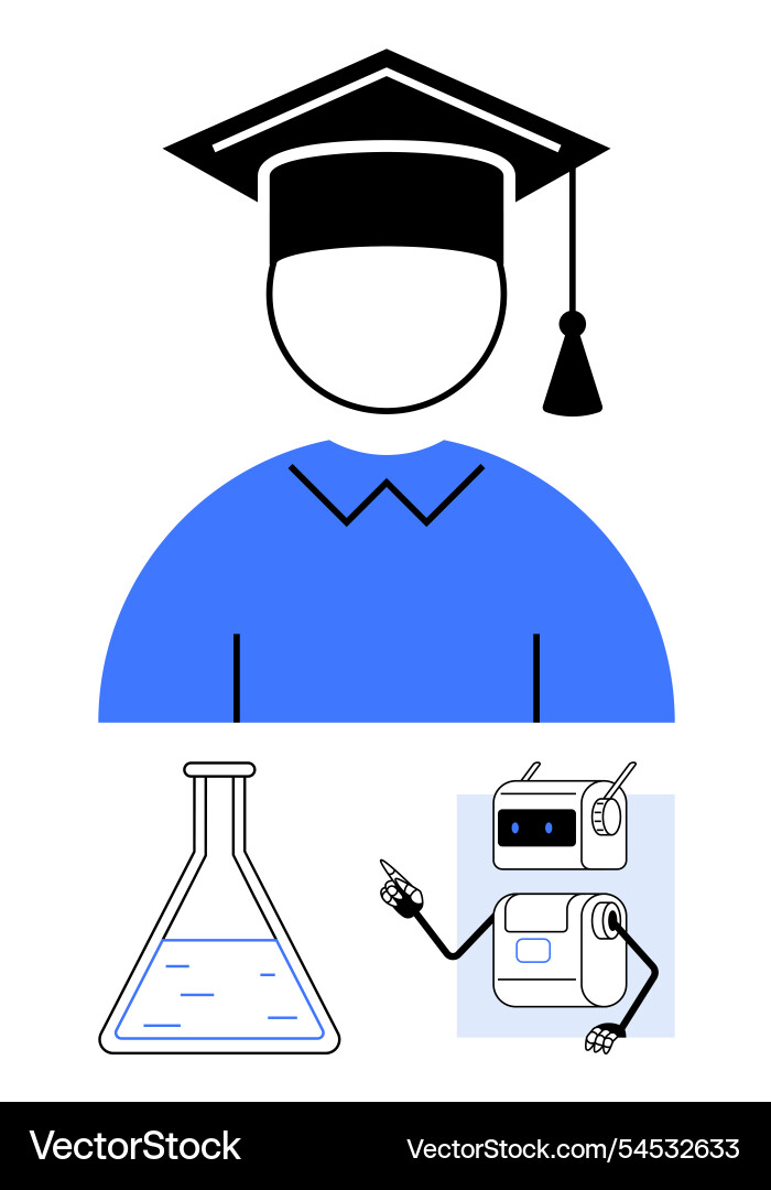 Graduation cap graduate silhouette laboratory Vector Image