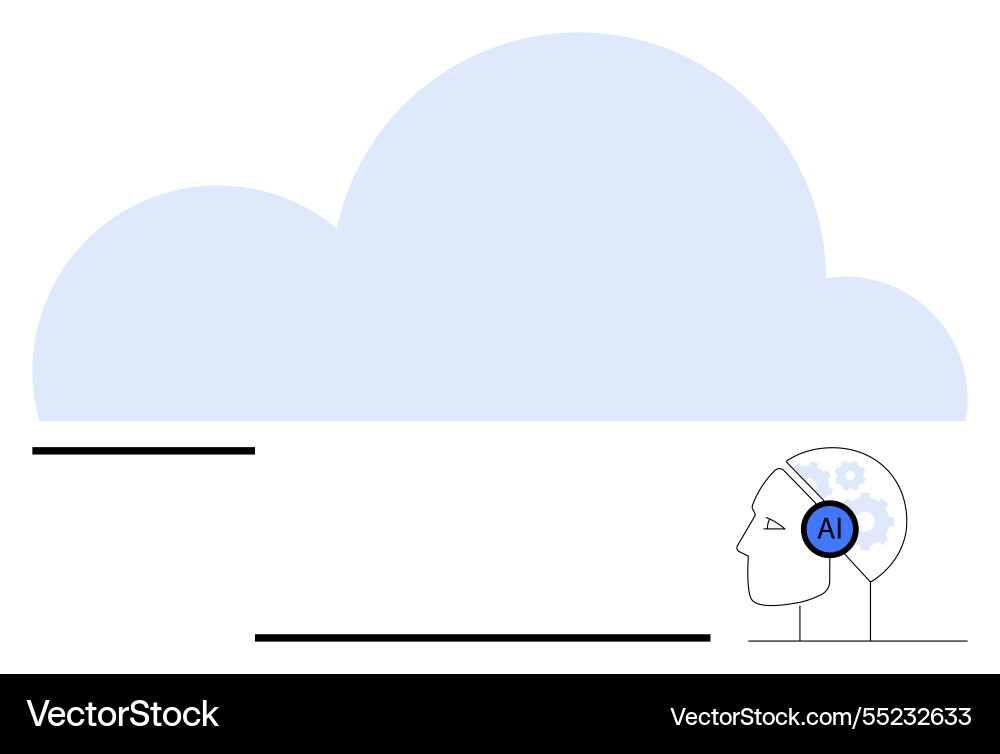 Human head with ai gears and large cloud Vector Image