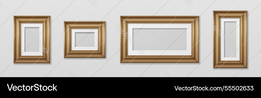 Wooden picture frames mockup set Royalty Free Vector Image