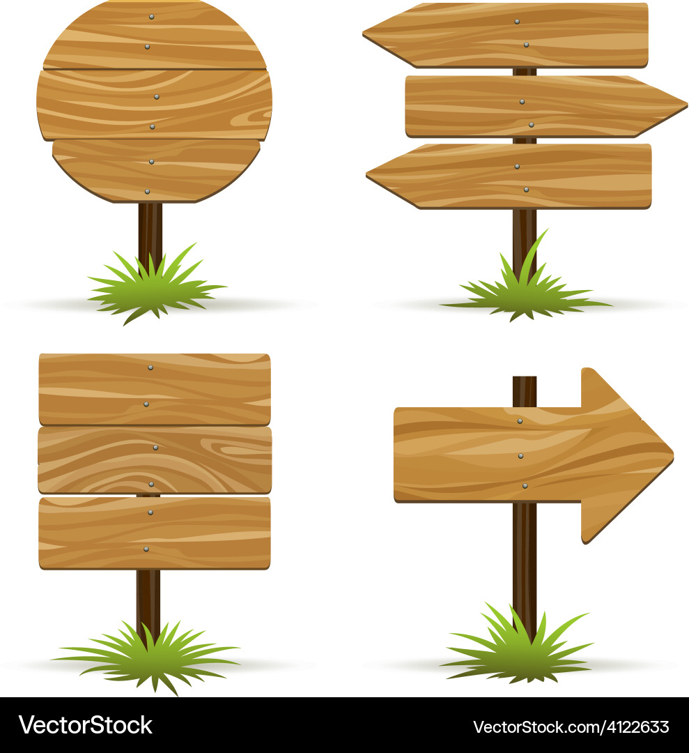 Wooden signs Royalty Free Vector Image - VectorStock