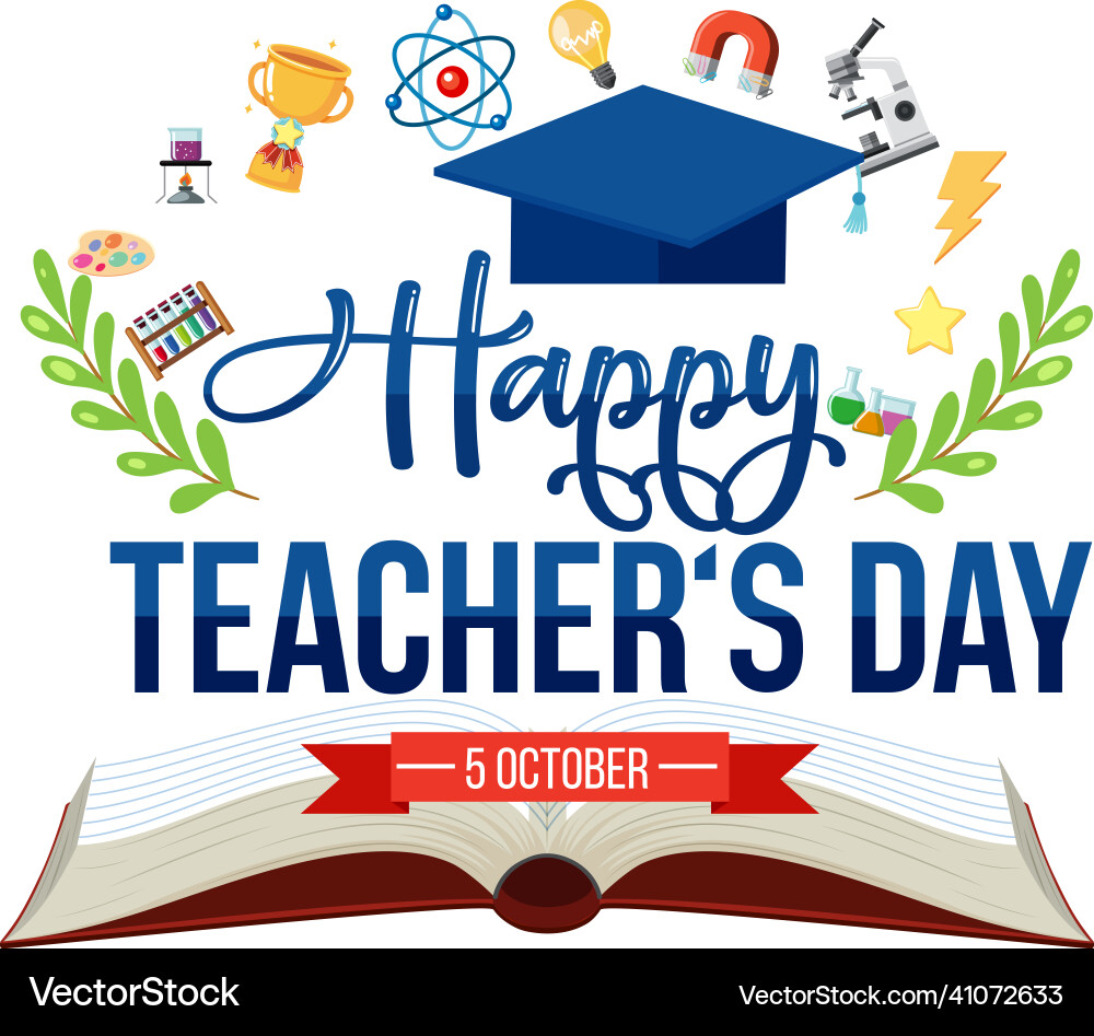 World teachers day lettering banner Royalty Free Vector